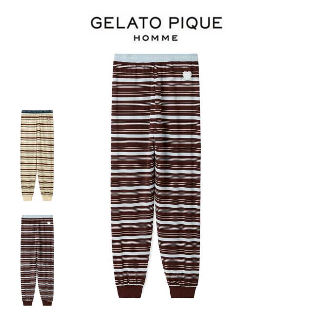 ジェラートピケ オム GELATO PIQUE HOMME レーヨンマルチボーダーロングパンツ phcp255371 メンズ ルームウェア 部屋着 パジャマ 2025冬 ギフト プレゼントにおすすめ