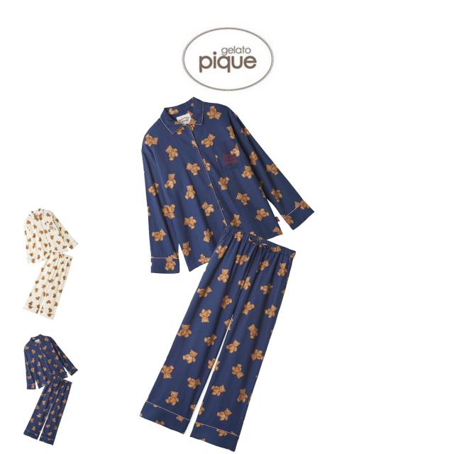 ジェラートピケ gelato pique HOLIDAY ベア柄ネルシャツ&ロングパンツ pwft255334set pwfp255336 ジェラピケ ルームウェア パジャマ 部屋着 クリスマス レディース 2025冬 ギフト プレゼントにおすすめ