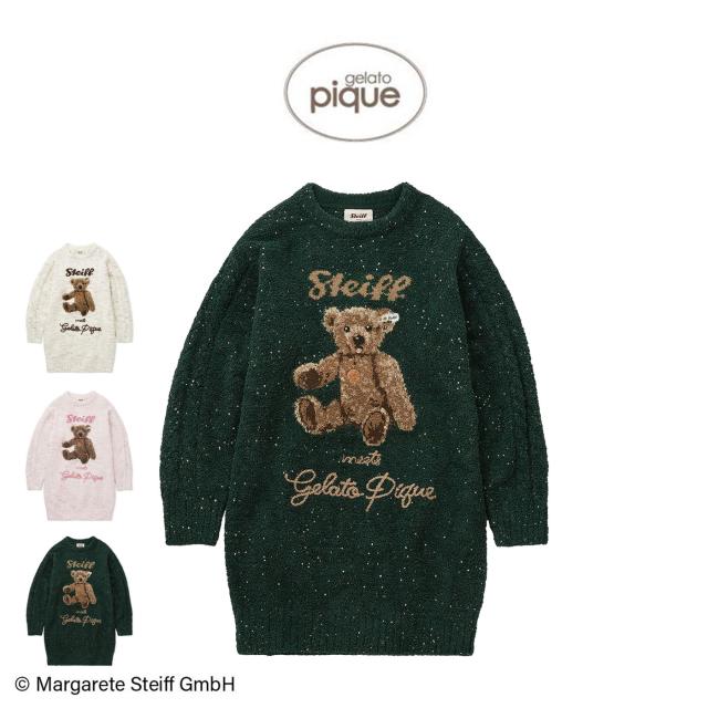 ジェラートピケ gelato pique Steiff パウダーネップジャガードワンピース pwno255036 レディース シュタイフ テディベア ルームウェア 部屋着 ジェラピケ クリスマス プレゼント