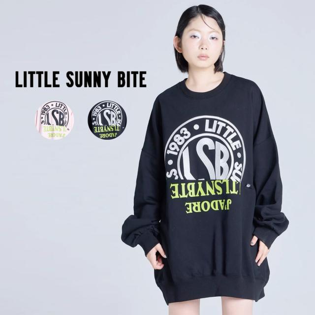 little sunny bite リトルサニーバイト logo sweat dress ロゴスウェットドレス lsb-ltop-004c LSBサークルロゴ オーバーサイズシルエット