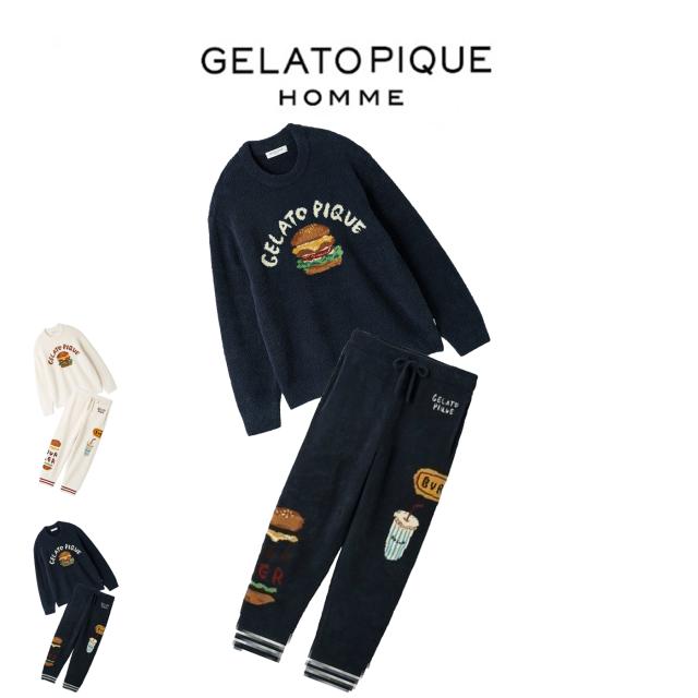 ジェラートピケ オム GELATO PIQUE HOMME ヒラノトシユキ パウダーハンバーガージャガードプルオーバー&ロングパンツ phnt255934set phnp255936 ジェラピケ メンズ パジャマ ルームウェア 部屋着 2025冬 プレゼントにおすすめ