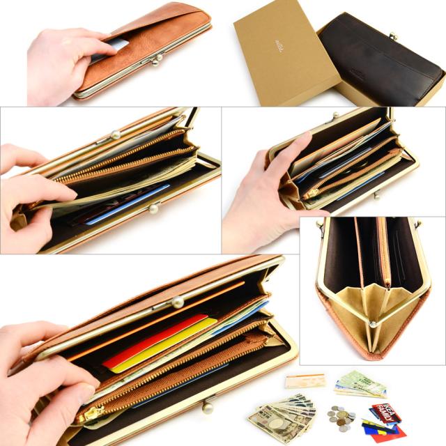 送料無料【ロングウォレット/がまぐち長財布】【全4色】oeillet 本革