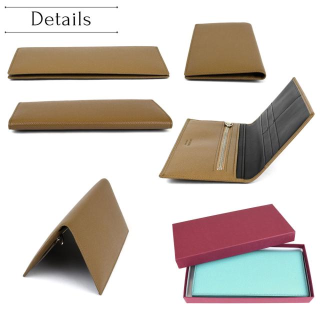 2トーンカラー 長財布 薄型 カーフレザー ドイツ産クロムレザー