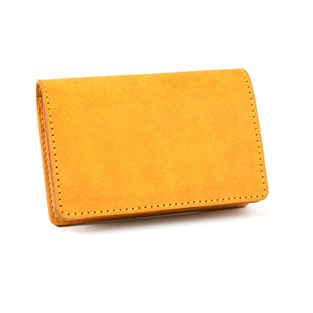 名刺入れ カードケース プエブロレザー YELLOW 日本製 本革 名刺 50枚 大容量 通しマチ メンズ レディース プエブロ バダラッシカルロ 革 ビジネスカード 二つ折り ネームカードケース 送料無料 LT04 イエロー 黄色 Napoli ナポリ Pueblo