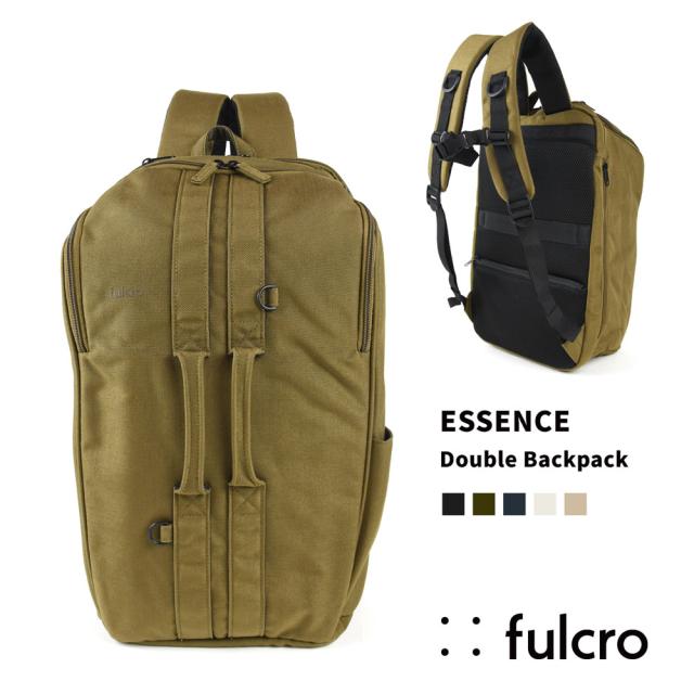 ダブル バックパック fulcro フルクロ リュック バッグ 自立 リュックサック サイドポケット サイドファスナー 撥水 背中 メッシュ PC収納 15インチ スマホ 背面ポケット 仕切り ポケット 多い 大容量 キャリーオン A4 ボトルホルダー チェストベルト 黒リュック 送料無料