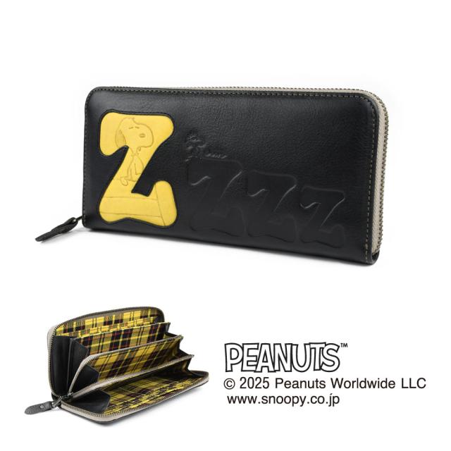 スヌーピー 長財布 ラウンドファスナー メンズ レディース 本革 L字ファスナー小銭入れ 使いやすい 仕分け 仕切り 裏地がかわいい タータンチェック 大人カジュアル レザー 大容量 YKK 牛革 レザー キャラクター財布 ZZZ ズズズ SNOOPY PEANUTS ピーナッツ 73530