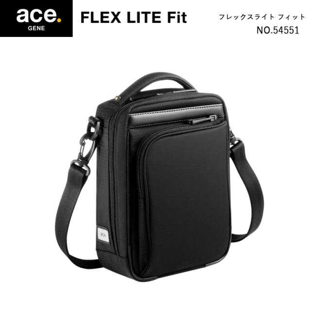 送料無料 エースジーン(ace. GENE LABEL) FLEX LITE Fit フレックスライトフィット 54551 2L ショルダーバッグ ブラック(おしゃれ ace エース コンパクト メンズ デイバッグ かばん 軽量)