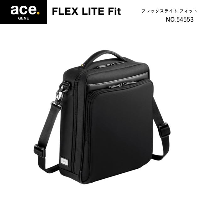 送料無料 エースジーン(ace. GENE LABEL) FLEX LITE Fit フレックスライトフィット 54553 5L ショルダーバッグ ブラック(おしゃれ ace エース コンパクト メンズ デイバッグ かばん 軽量)