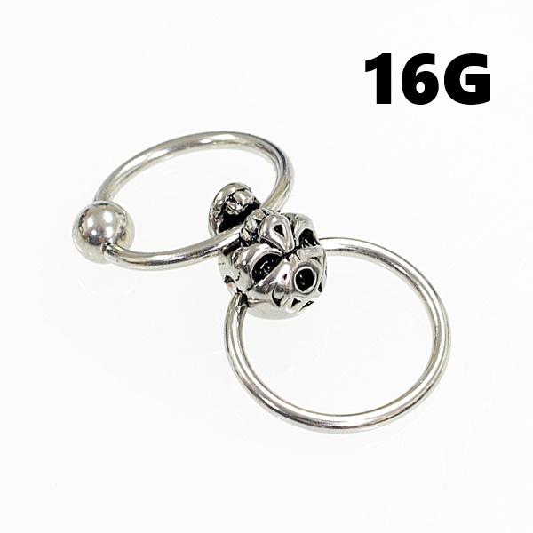 ボディピアス 16G 1.2mm ドクロ/スカル 2連リングピアス キャプティブビーズリング ロブピアス サージカルステンレスの通販はau PAY マーケット - PIAcollection ...