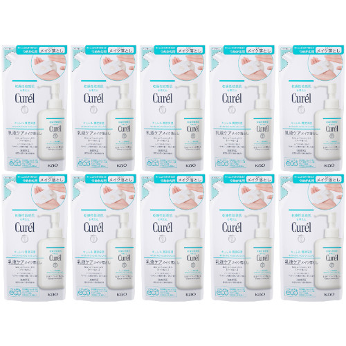 【10個セット】キュレル 潤浸保湿 乳液ケアメイク落とし つめかえ用 180ml(4901301447586-10)