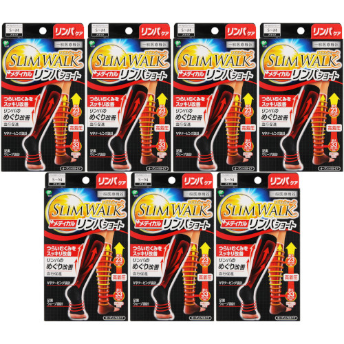 【7個セット】スリムウォーク メディカルリンパショート Ｓ〜Ｍ ブラック 1足(4902522670821-7)