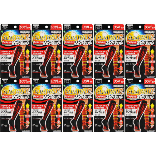【10個セット】スリムウォーク メディカルリンパショート Ｍ〜Ｌ ブラック 1足(4902522670838-10)