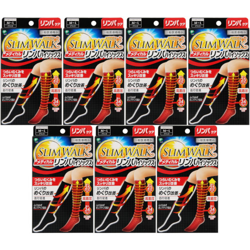 【7個セット】スリムウォーク メディカルリンパハイソックス Ｍ〜Ｌ ブラック 1足(4902522671880-7)