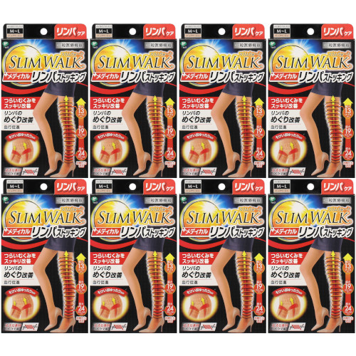 【8個セット】スリムウォーク メディカルリンパストッキング Ｍ〜Ｌ ピュアベージュ 1足(4902522672689-8)