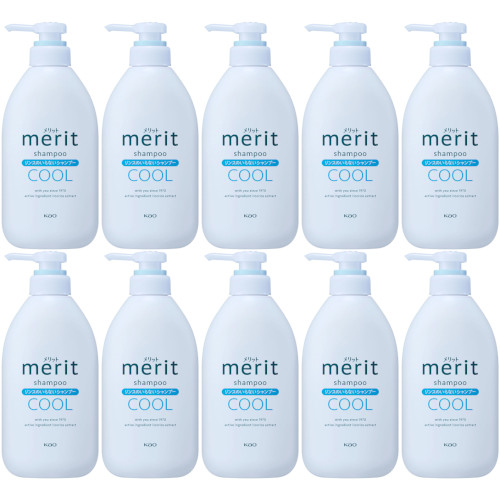 【10個セット】メリット リンスのいらないシャンプークールタイプ ポンプ 450ml(4901301448965-10)