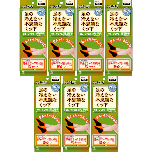 【7個セット】足の冷えない不思議な靴下 クルーソックス厚手 ブラック 1足(4901548401747-7)