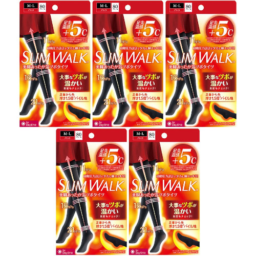 【5個セット】スリムウォーク 美脚あったか温ツボタイツ ML 1枚(4902522681797-5)