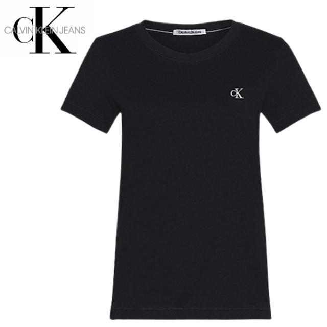 送料無料 カルバンクラインジーンズ Tシャツ J20J212883 BAE レディース オーガニックコットン 半袖 ロゴ刺繍 CALVIN ...