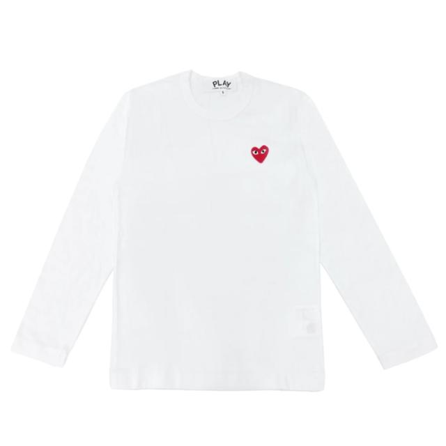 送料無料 プレイ コムデギャルソン Tシャツ P1T118 WHITE トップス 長袖 レッドハート ロンT ロングスリーブ PLAY Comme des Garcons