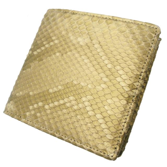 送料無料 薄金蛇 錦ヘビ 無双 二つ折り財布 錦蛇革使用 日本製 メンズ レディース 縁起物 パイソン ニシキヘビ さいふ サイフ 2つ折り財布