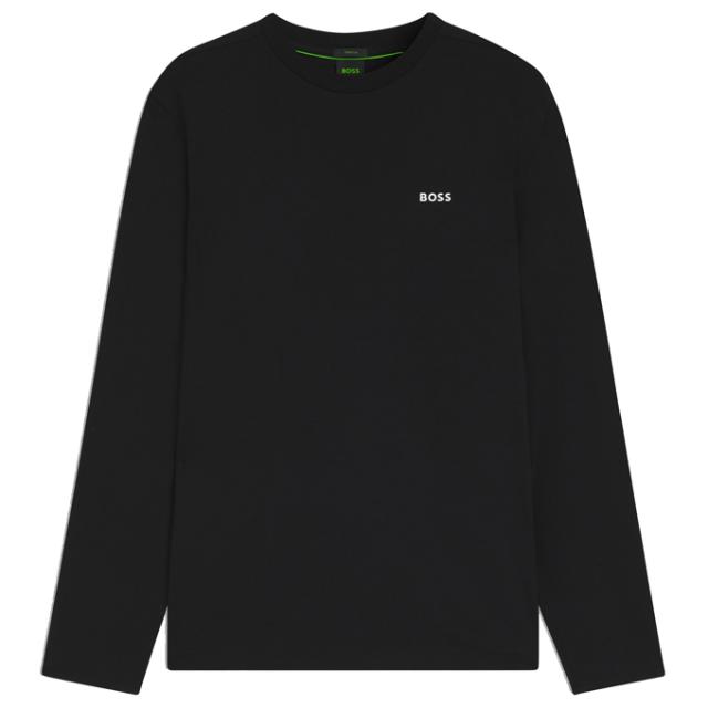 送料無料 ヒューゴボス Tシャツ 50506365 001 BLACＫ メンズ ロンT 長袖 ストレッチコットン ロゴ Hugo Boss