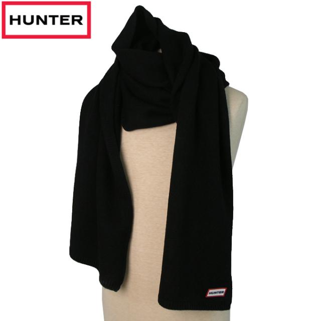 送料無料 ハンター マフラー HR10002 BLACK プレイ エッセンシャル スカーフ 幅広 大判 HUNTER