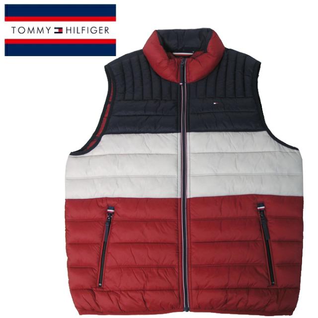 送料無料 トミーヒルフィガー 中綿ベスト 159AN478 MID/ICE/RED COMBO アウター 中綿 ジッパー メンズ  