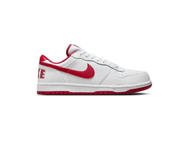 ナイキ スニーカー メンズ ビッグナイキ NIKE BIG ロー ホワイト レッド ローカット 355152-150 大きいサイズ 運動靴 定番 クラシック カジュアル 赤 白 真っ白 通学 かっこいい 軽量モデル 25cm 25.5cm 26cm 26.5cm 27cm 28cm 28.5cm 29cm
