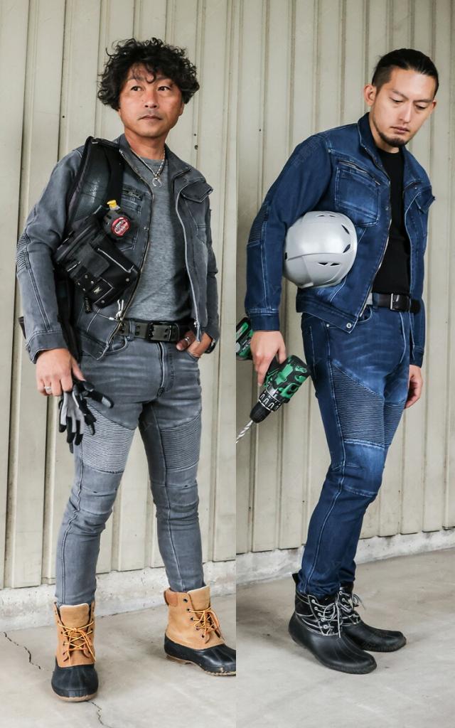 村上被服 デニム蛇腹ジャケット+パンツセット 1803 1804 デニム 作業服