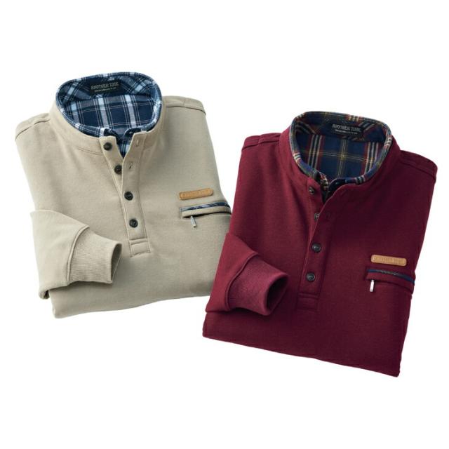 着こなし簡単おしゃれ衿トレーナー2色組 トレーナー メンズ おしゃれ