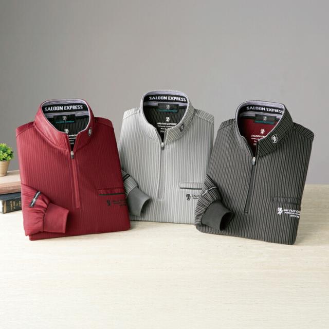 シャドーストライプ長袖シャツ3色組 送料無料