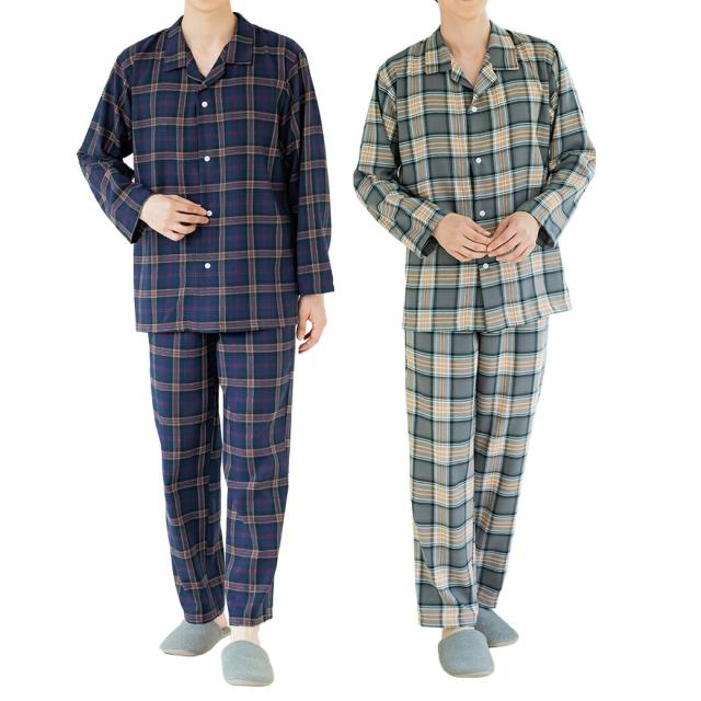 綿混起毛紳士パジャマ2色組