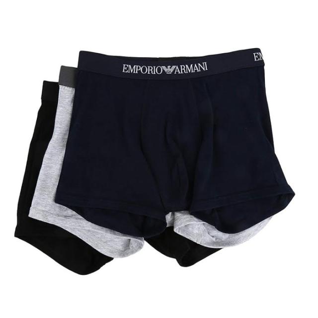 送料無料メール便 箱畳んで発送 エンポリオ アルマーニ メンズ ボクサーパンツ トランクス 111611/CC722PK 94235 GY/BK/NV 3枚組 Ｍサイズ