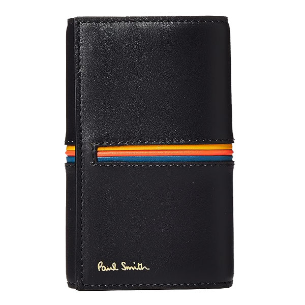 送料無料 6連 キーケース ポールスミス Paul Smith 小物 M1A 1981X AINSTP ブラック カーフ レザー マルチストライプ/5645