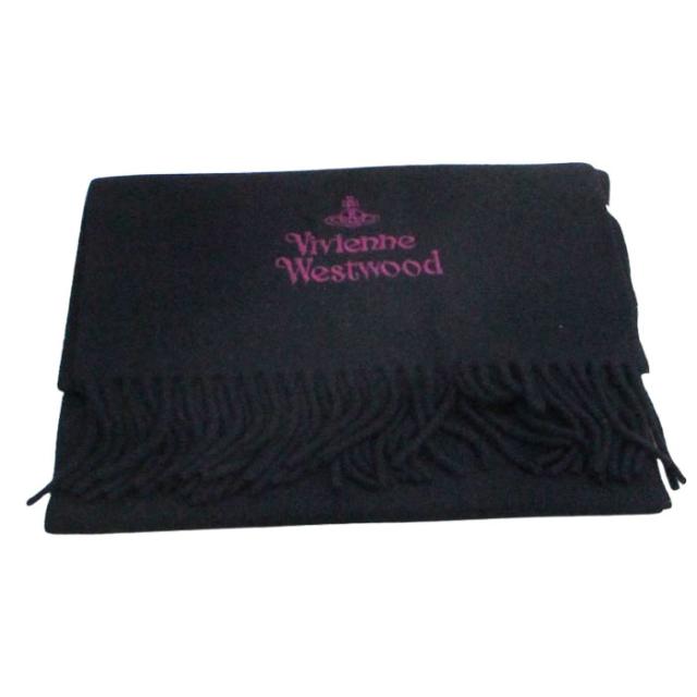 マフラー ヴィヴィアンウエストウッド 30x180cm 25-81030007-W00Q7-AAB N401 ブラック/9519 男女兼用 ウール100% イタリア ロゴ刺繍入