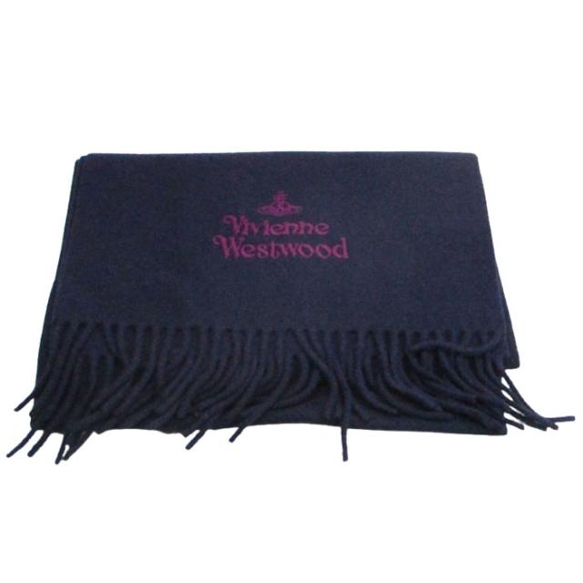 マフラー ヴィヴィアンウエストウッド 30x180cm 25-81030007-W00Q7-AAB K410 ネイビーブルー/9496 男女兼用 ウール100% イタリア ロゴ刺繍入