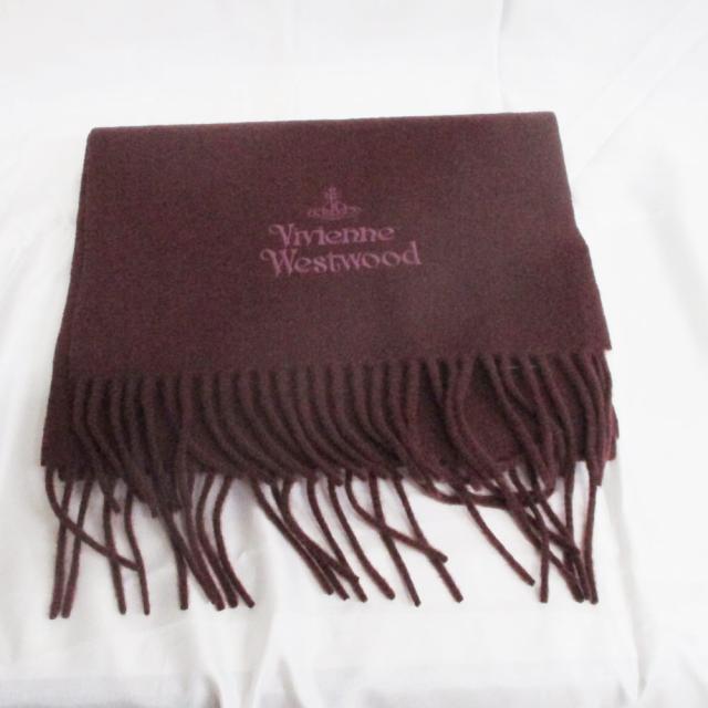 送料無料メール便 マフラー 男女兼用  2022AW ヴィヴィアンウエストウッド 30x180cm ワイン W001Z-I409　ポイント消化