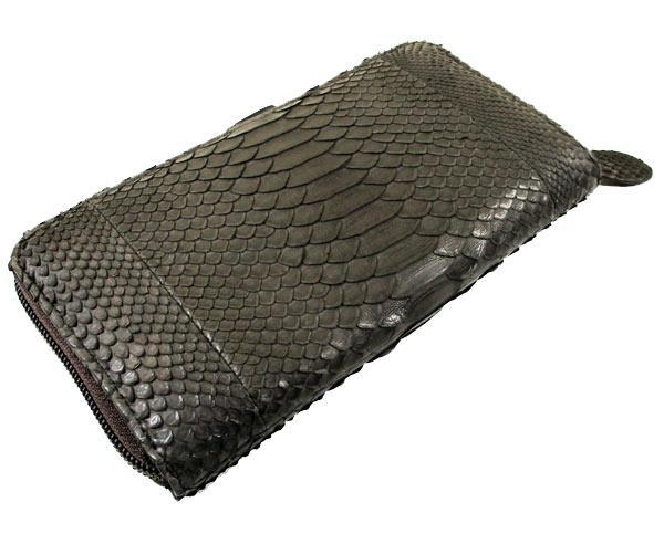 RODANIA パイソン/ラウンドファスナー長財布/OKU6754-PS ダークブラウン