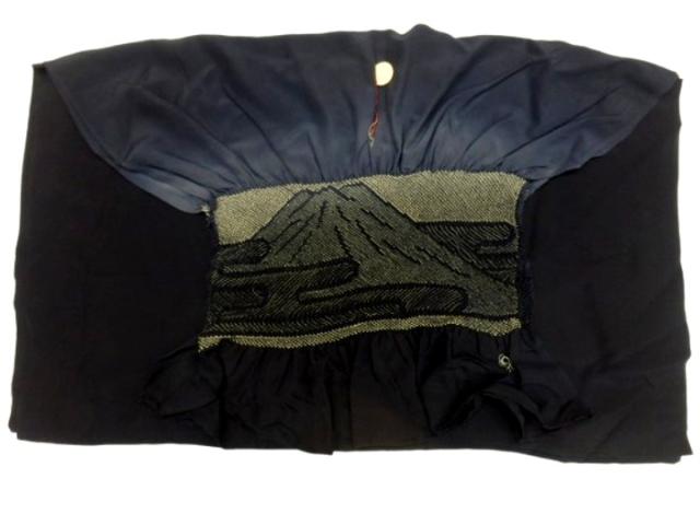 兵児帯 へこおび 男帯 浴衣帯 メンズ 正絹 青 紺色 ネイビー 絞り 鹿の子 紳士用 和服用 和装 高級 男性用 着物 浴衣 父の日 ギフト プレゼント 端本絞り 富士山 柄 No.4