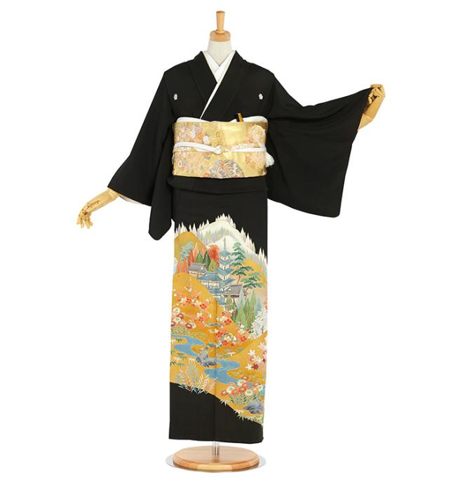 往復送料無料 2泊3日 レンタル 黒留袖 レンタル Sサイズ No.2215