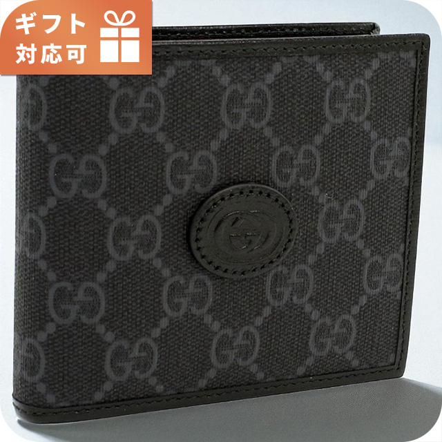 グッチ 二折財布小銭入付き メンズ ブランド GUCCI GG RETRO 673000 ブラック 財布