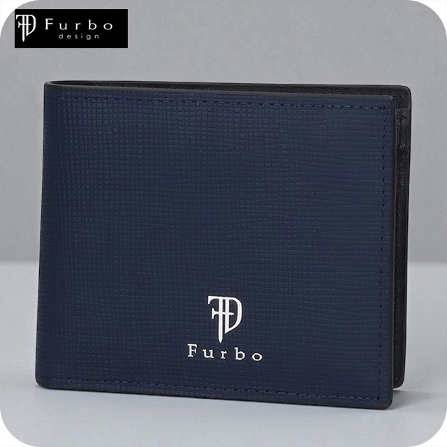 フルボ 二つ折り財布 メンズ レディース ブランド Furbo 革 レザーウォレット 小銭入れあり FRB152 ネイビー 財布 ウォレット 高級 おしゃれ プレゼント 実用的