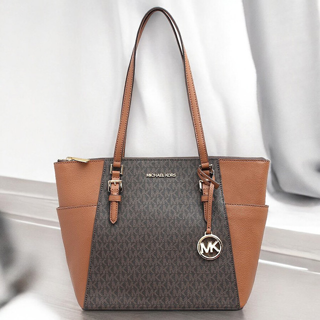 マイケルコース MICHAEL KORS トートバッグ レディース 35T0GCFT3B-BROWN シャーロット ラージ トップジップ トート CHARLOTTE LG TZ TOTE ブラウン