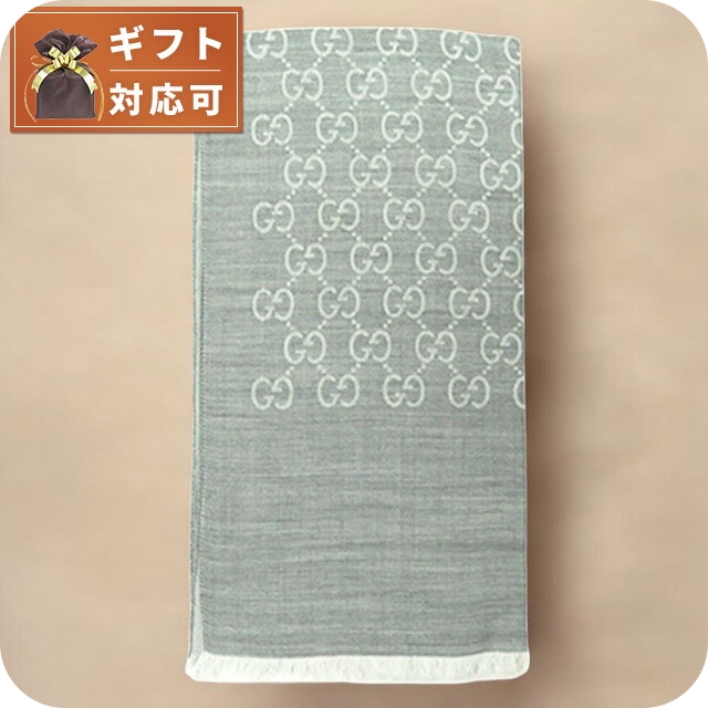 グッチ GUCCI ストール マフラー ロゴ GG メンズ レディース 165904 3G646 1400 ライトグレー