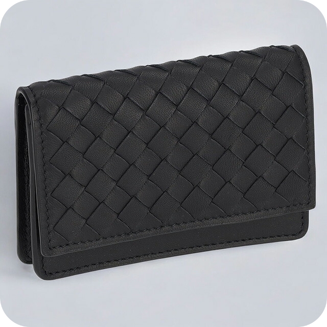 ボッテガ・ヴェネタ 名刺入れ メンズ レディース ブランド BOTTEGA VENETA イントレチャート レザー 133945 V3UN1 8803 ブラック