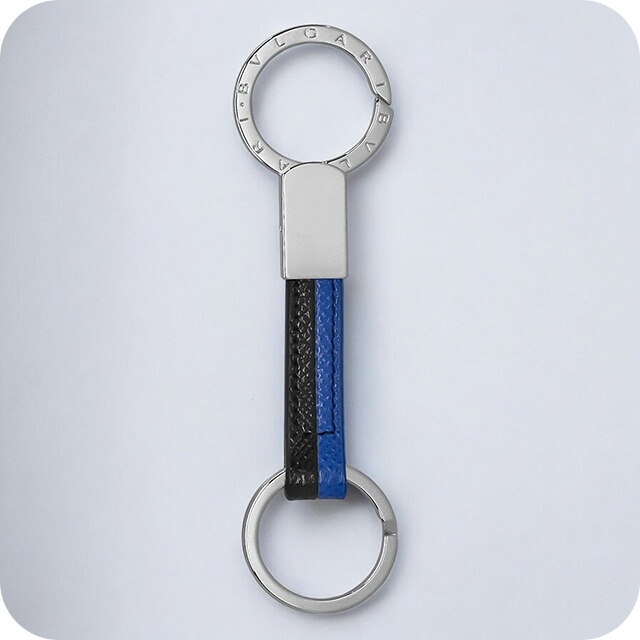 ブルガリ キーリング メンズ ブランド BVLGARI レザー 288596 BLK ブラック/ブルー