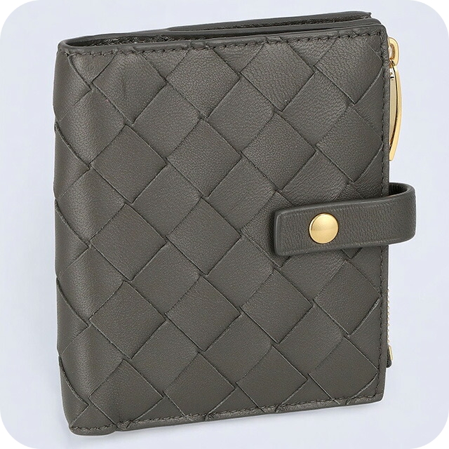 ボッテガ・ヴェネタ 二つ折り財布 レディース ブランド BOTTEGA VENETA イントレチャート 600270 VCPP3 1408 グレー