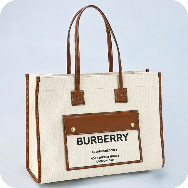 バ−バリ− トートバッグ レディース ブランド BURBERRY 8044129 ホワイト/ブラウン