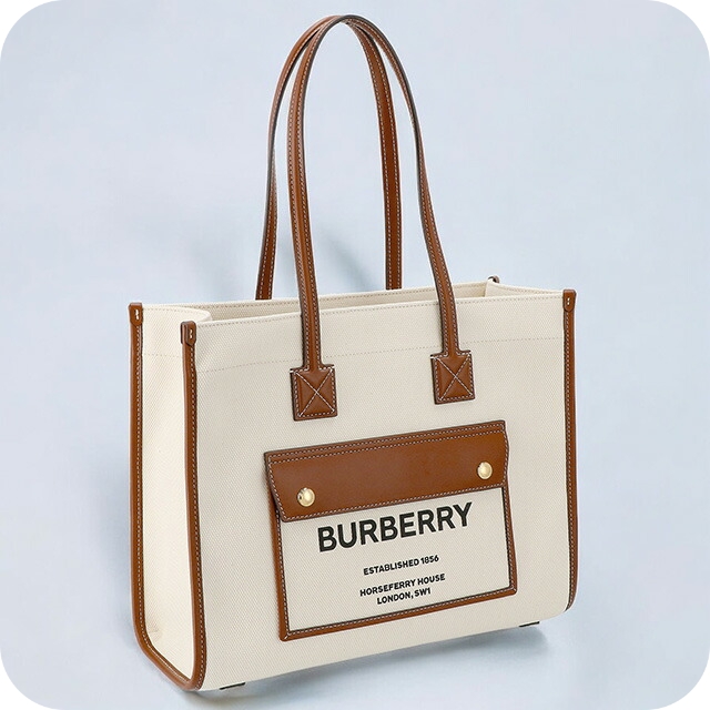 バ−バリ− トートバッグ レディース ブランド BURBERRY 8044138 ホワイト/ブラウン
