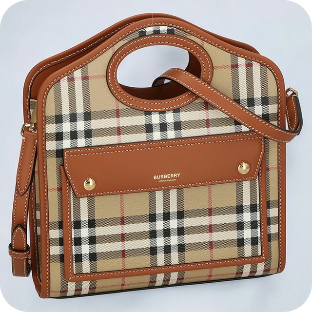 バ−バリ− ハンドバッグ レディース ブランド BURBERRY チェック 8066166 ベージュ